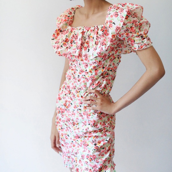 Zara | Dresses | Nwt Zara Pink Floral Printed Ruffle Mini Dress | Poshmark